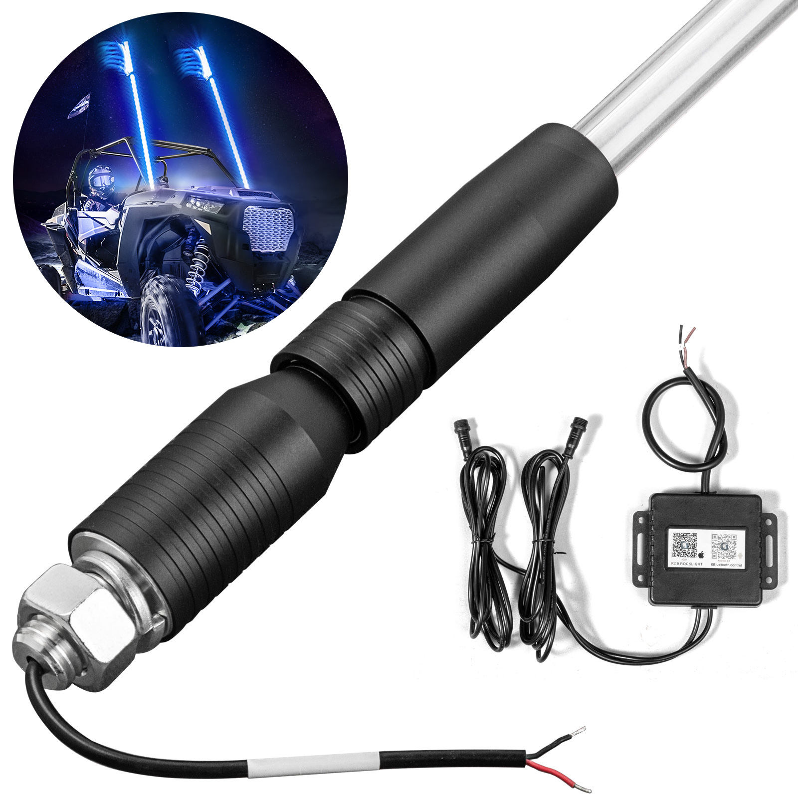 VEVOR 1PC 4FT Led Whip Lights Blue Color Lighted Whips for UTV Off-Road ...