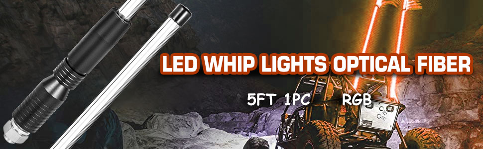 VEVOR Led Whip Lights RGB Color Lighted Whips for UTV 5ft Light Whip ...