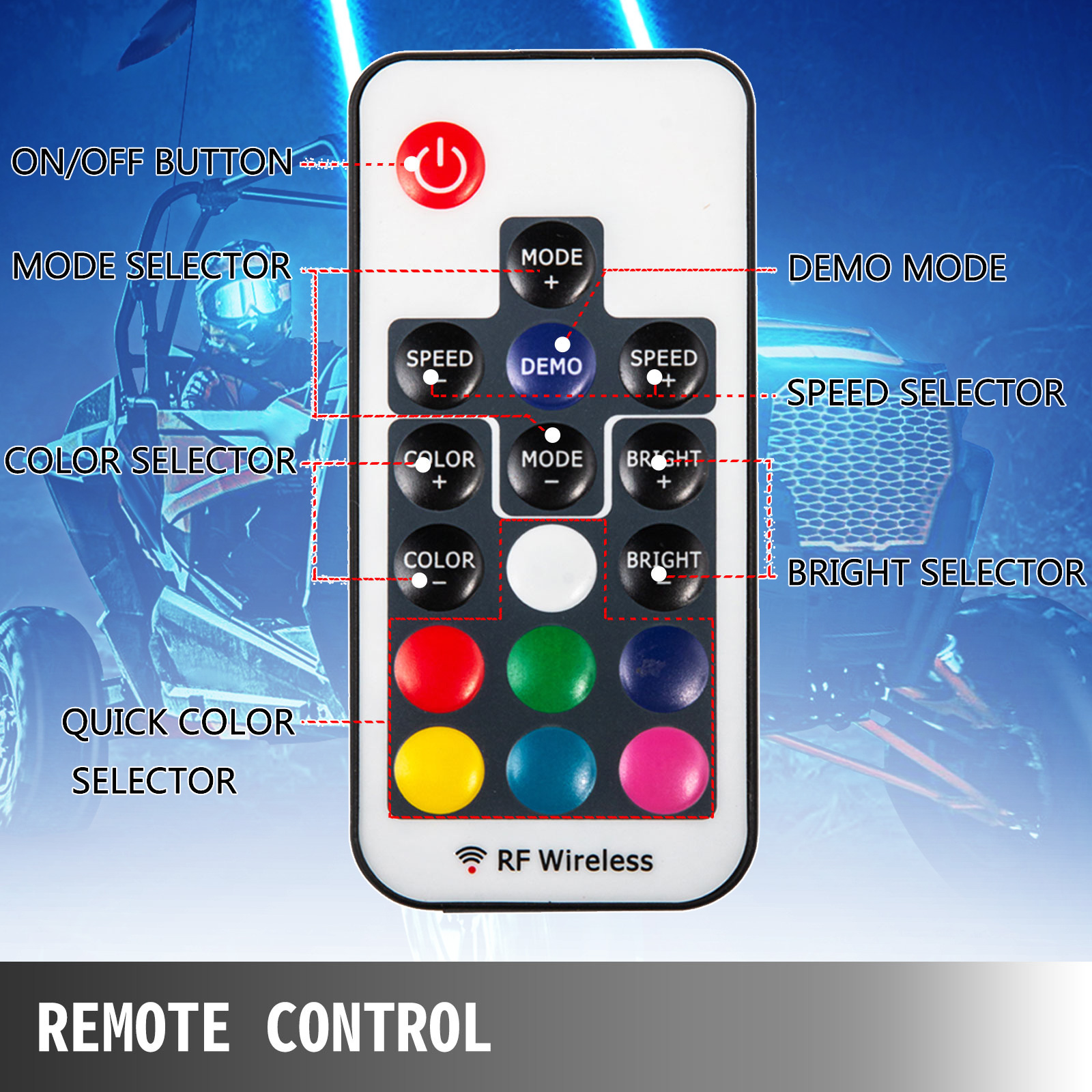 VEVOR 1PC 5FT 360°Spiral LED Whip Lights RGB Color Lighted Whips for ...