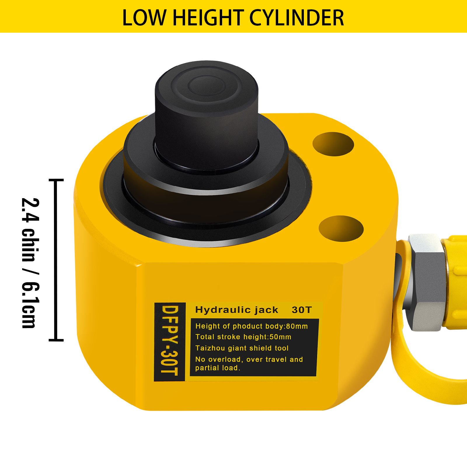 VEVOR 30 tons 2" stroke Multi stage Low Height Hydraulic Cylinder Jack ...