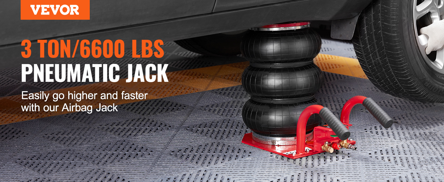 VEVOR Triple Bag Air Jack, 3 Ton (6600 lbs) Capacity, Portable ...