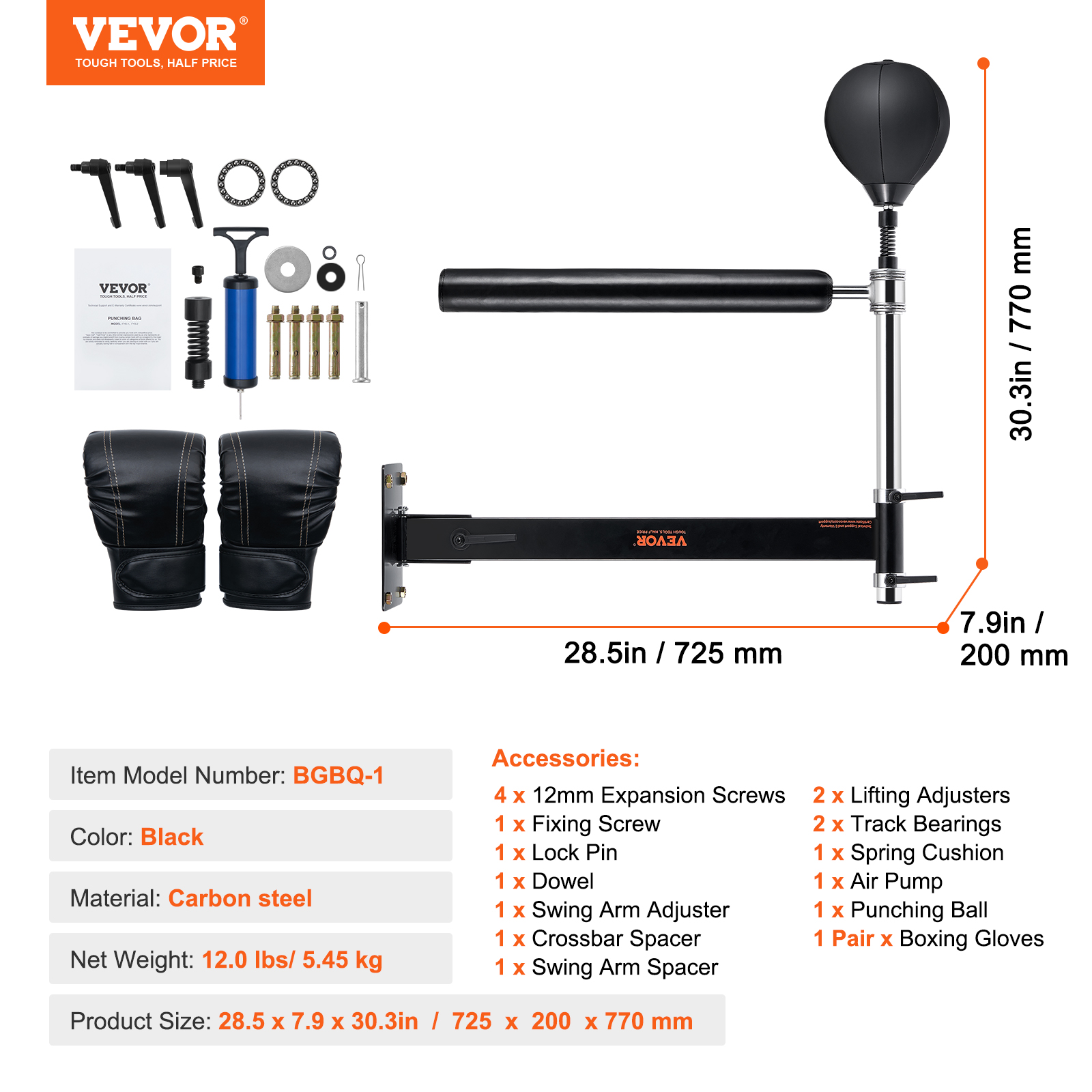Wall Mount Boxing Spinning Bar Adjustable Reflex Speed Trainer with ...