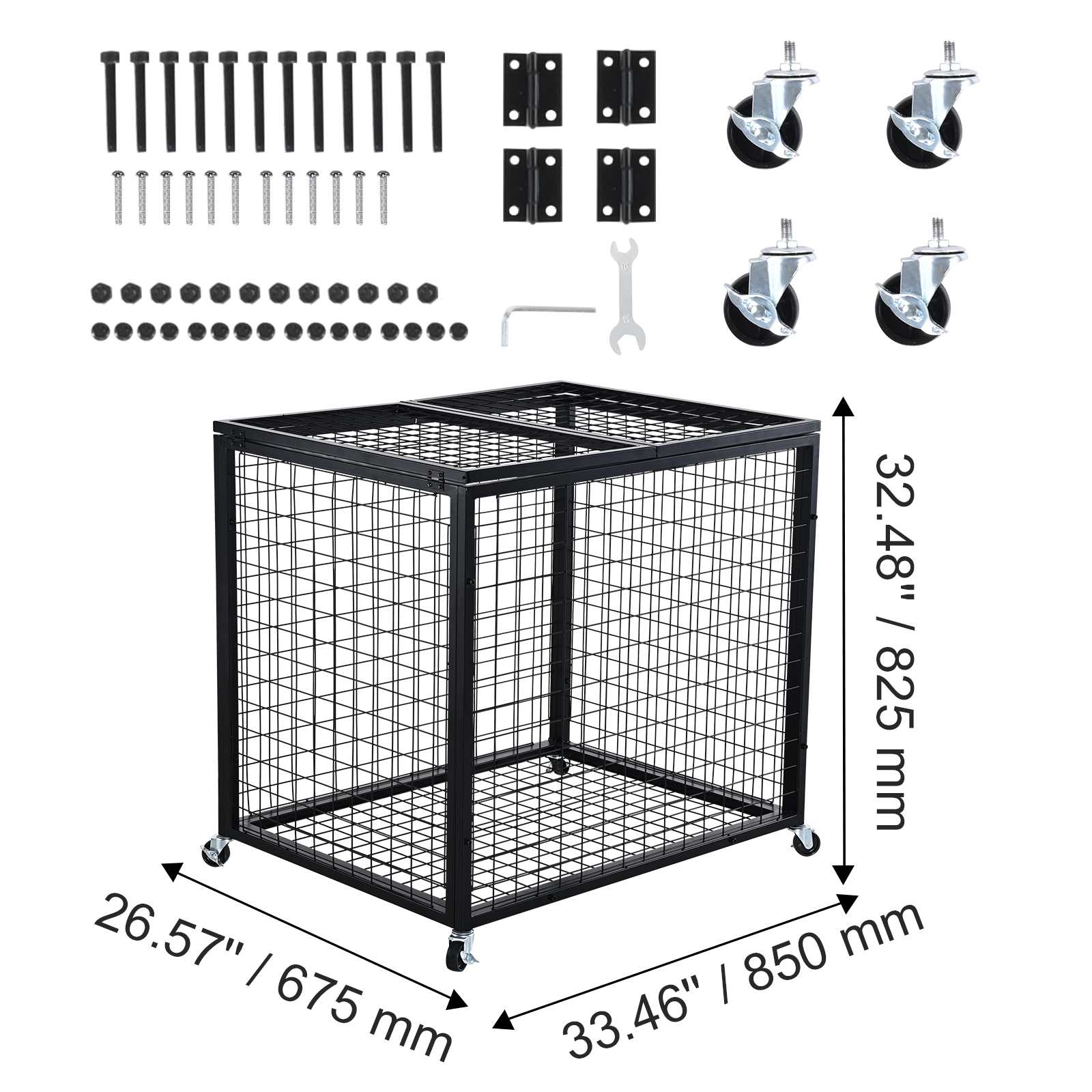 VEVOR Rolling Sports Ball Storage Cart, Lockable Basketball Cage with ...