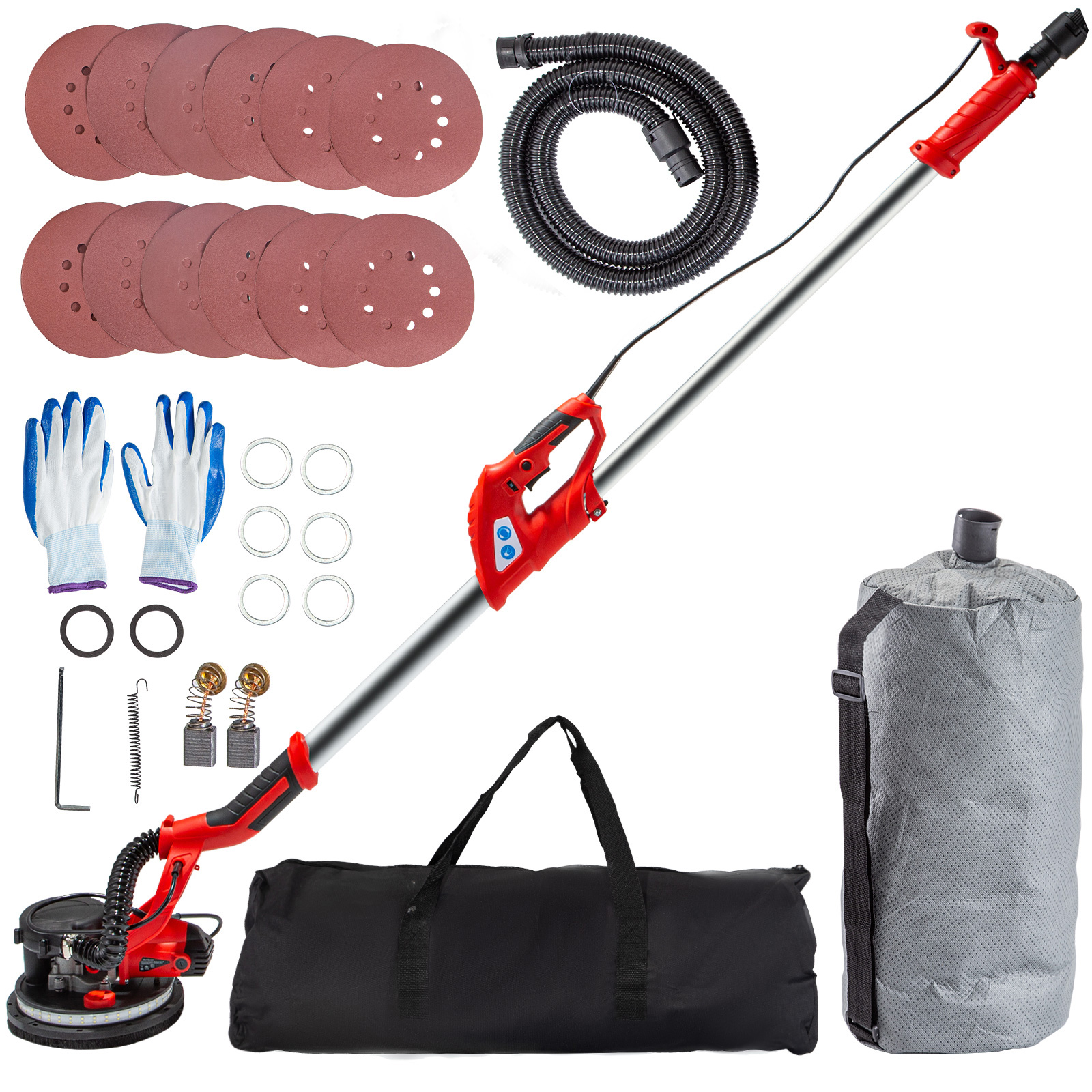 750w Electric Drywall Sander Extendable Wih Strip Light + Vacuum Bag ...