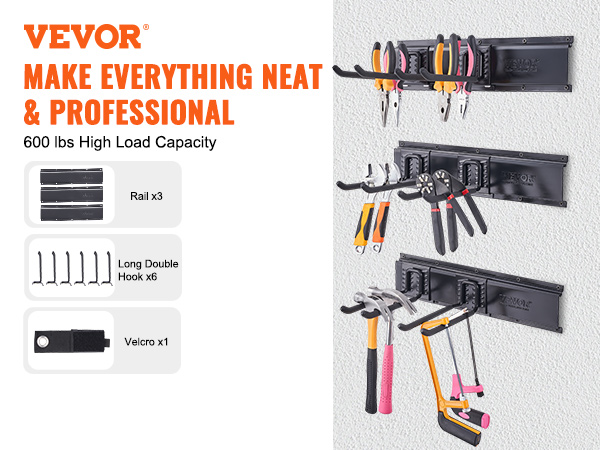 VEVOR Garage Tool Organizer, 600 lbs Max Load Capacity, Wall Mount Yard ...