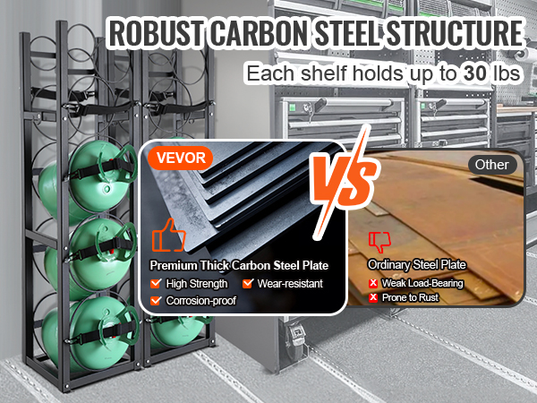 VEVOR Refrigerant Tank Rack, with 3 x 30lbs and Other 3 Small Bottle ...