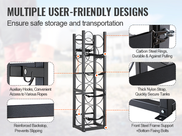 VEVOR VEVOR Refrigerant Tank Rack, with 3 x 30lbs and Other 3 Small ...