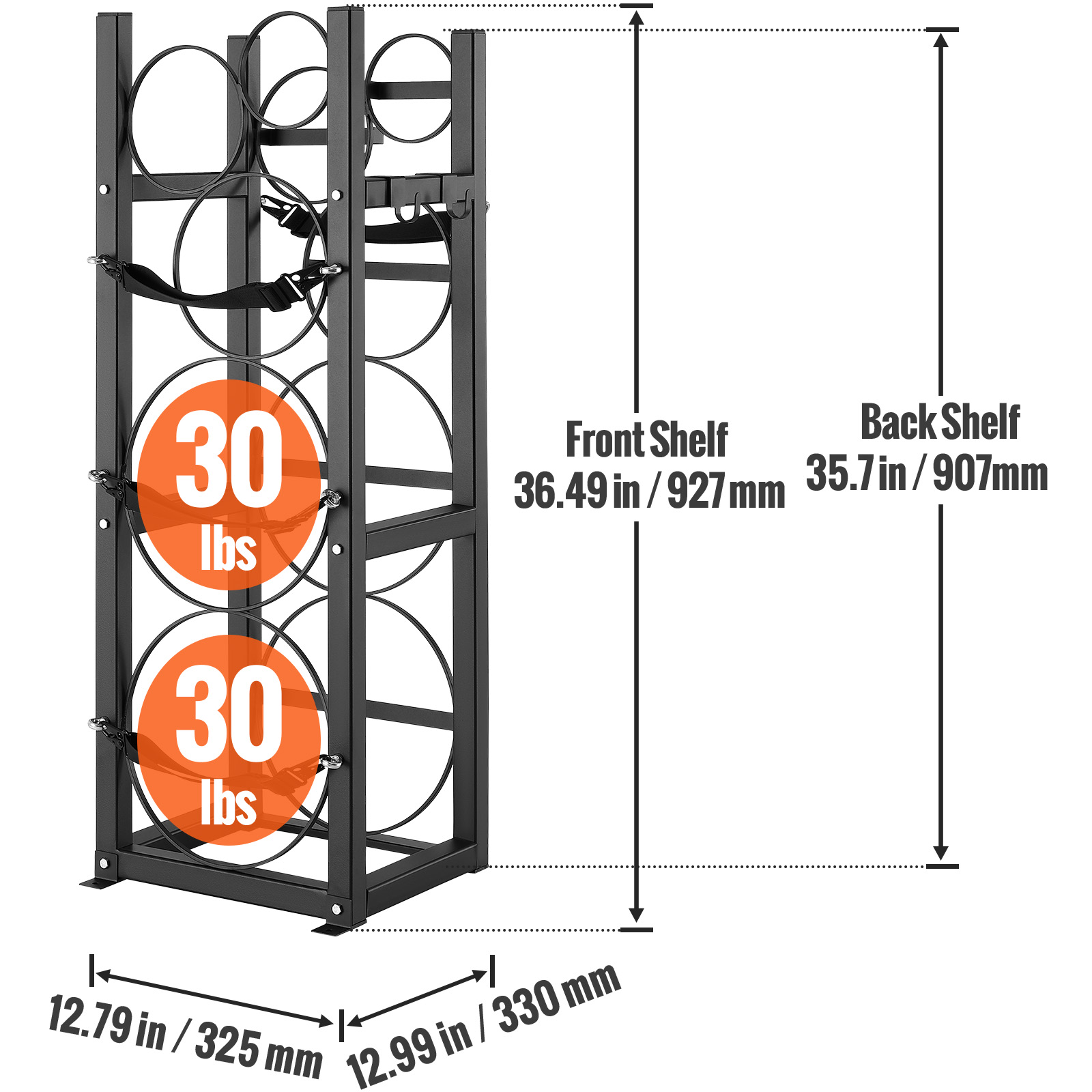 VEVOR Refrigerant Tank Rack, with 2 x 30lbs and Other 3 Small Bottle ...