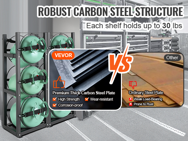 VEVOR Refrigerant Tank Rack, with 3 x 30lbs Bottle Tanks, Cylinder Tank ...