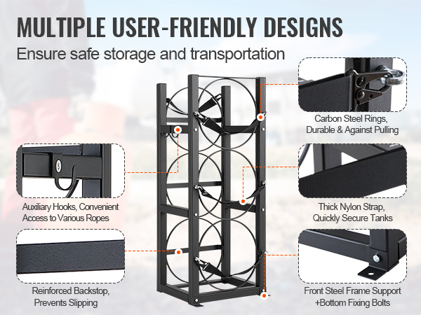 VEVOR Refrigerant Tank Rack, with 3 x 30lbs Bottle Tanks, Cylinder Tank ...