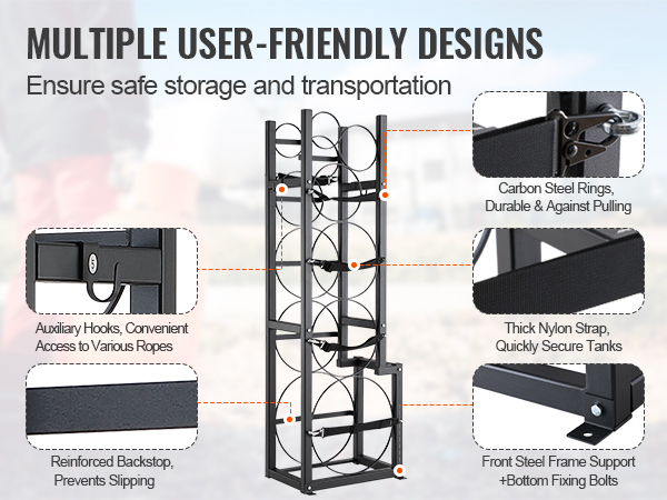 VEVOR Refrigerant Tank Rack, with 1 x 50lb, 2 x 30lb and Other 3 Small ...