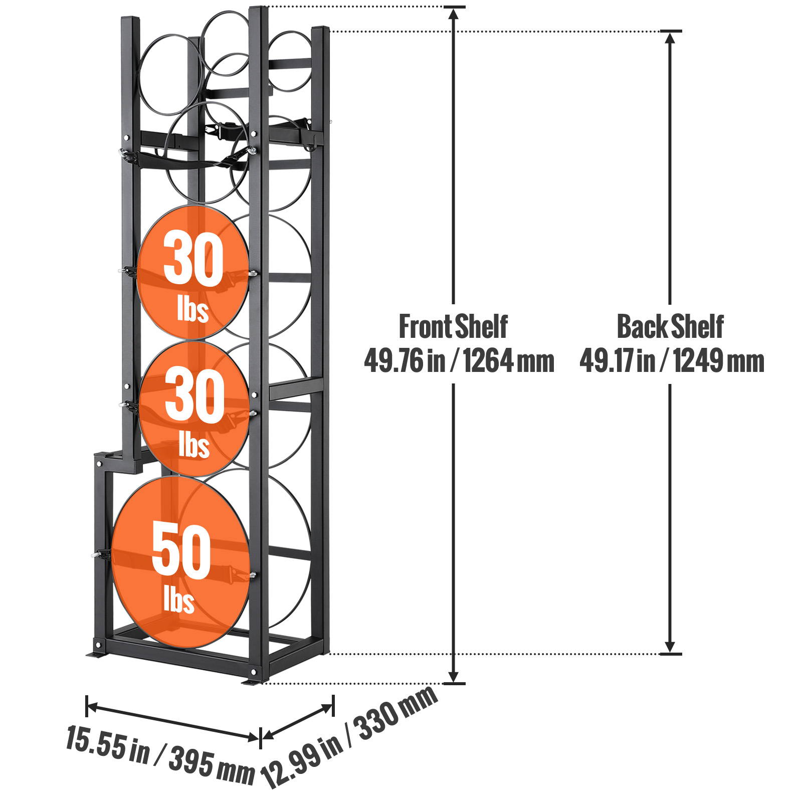 VEVOR Refrigerant Tank Rack, with 1 x 50lb, 2 x 30lb and Other 3 Small ...