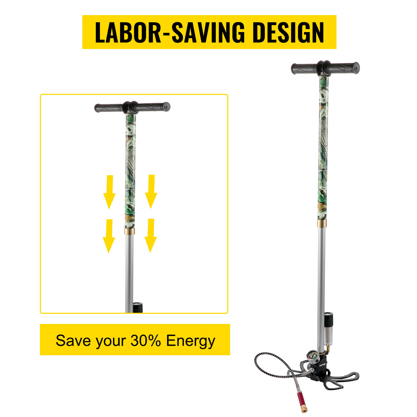 VEVOR PCP Air Pump, 3 Stage PCP Hand Pump, 3000psi High Pressure Air ...