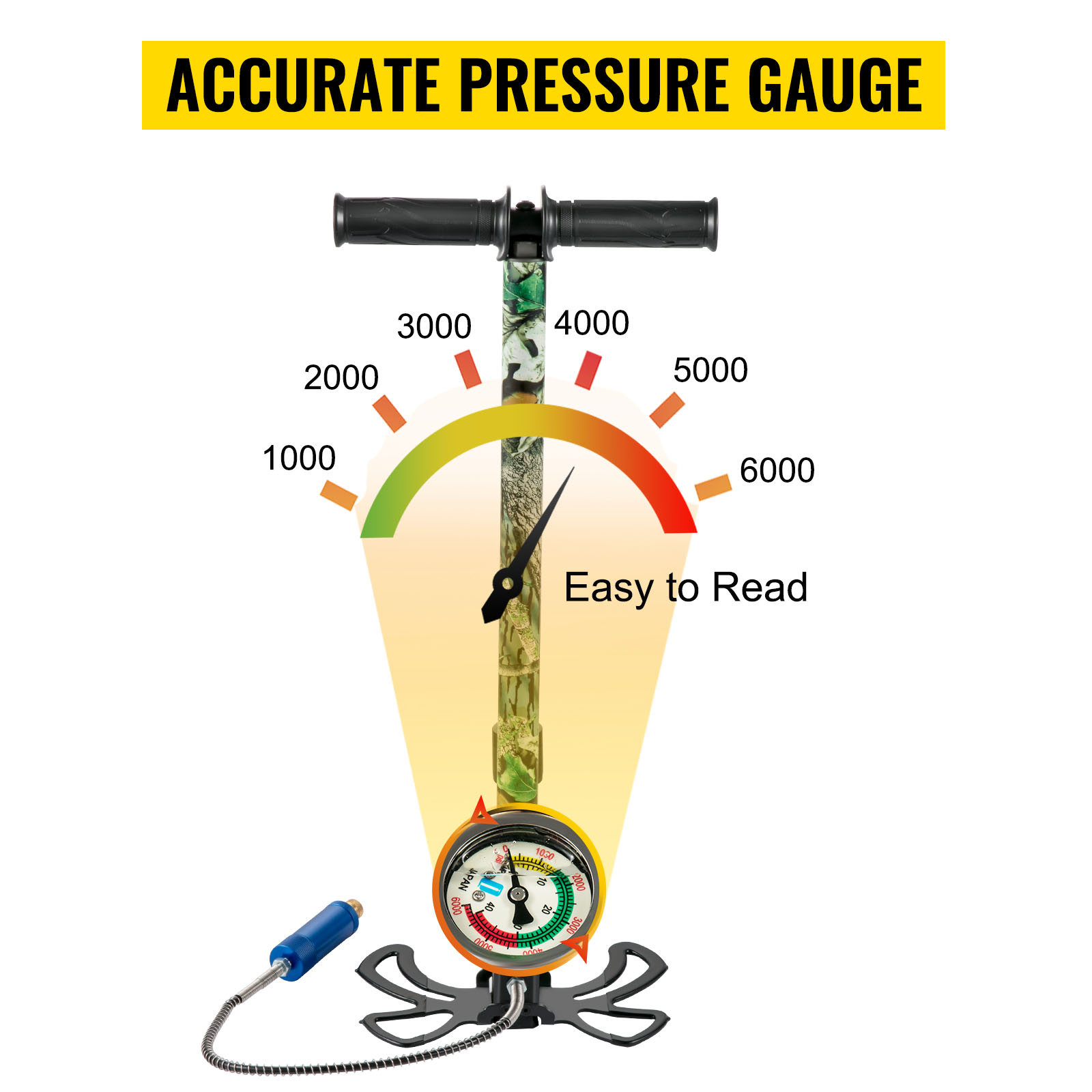 VEVOR PCP Hand Pump, 4 Stage 4500Psi 30Mpa High Pressure Air Rifle ...