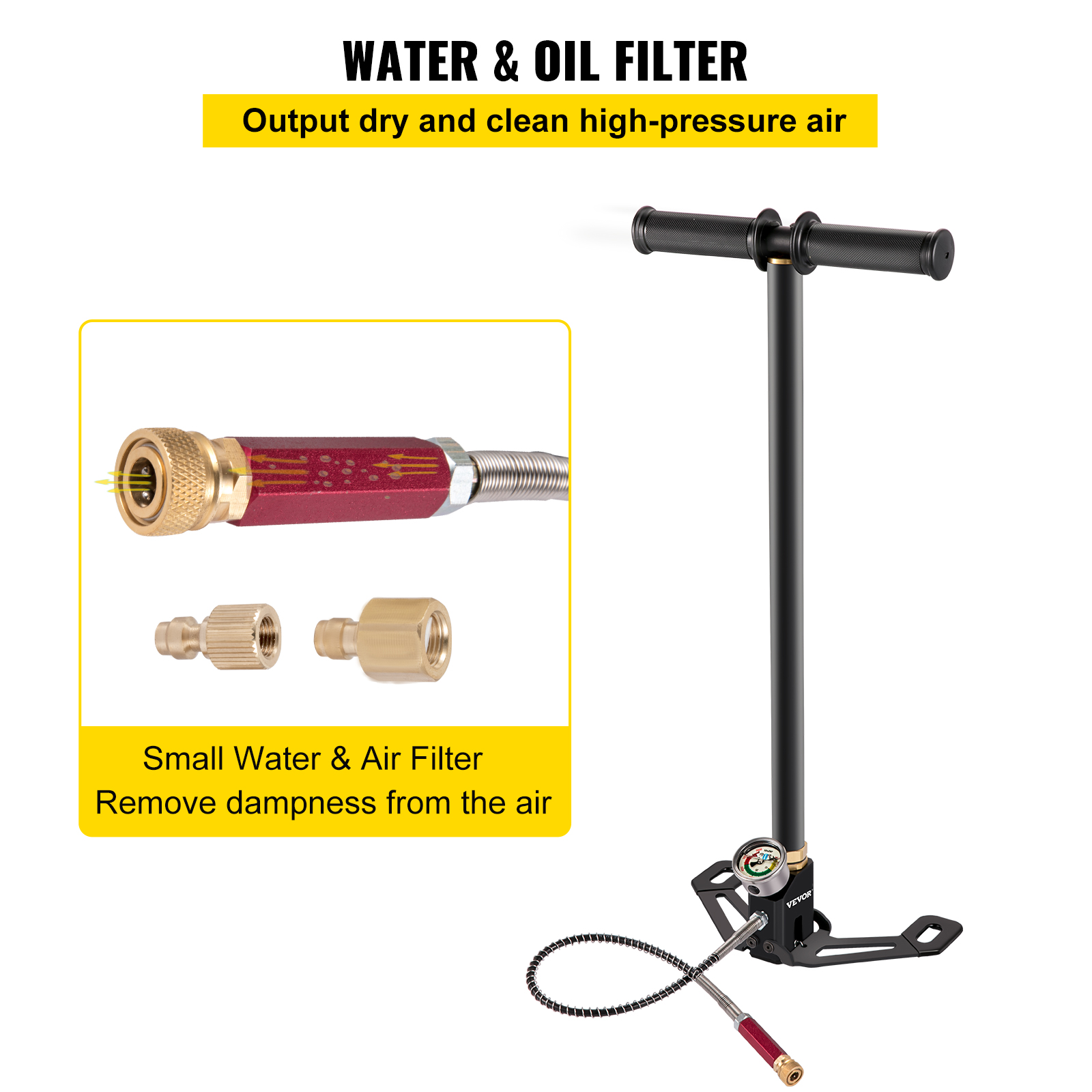 VEVOR Hand Air Pump 3-stage 4-stage 3000/4500/6000psi Hand PCP Pump for ...
