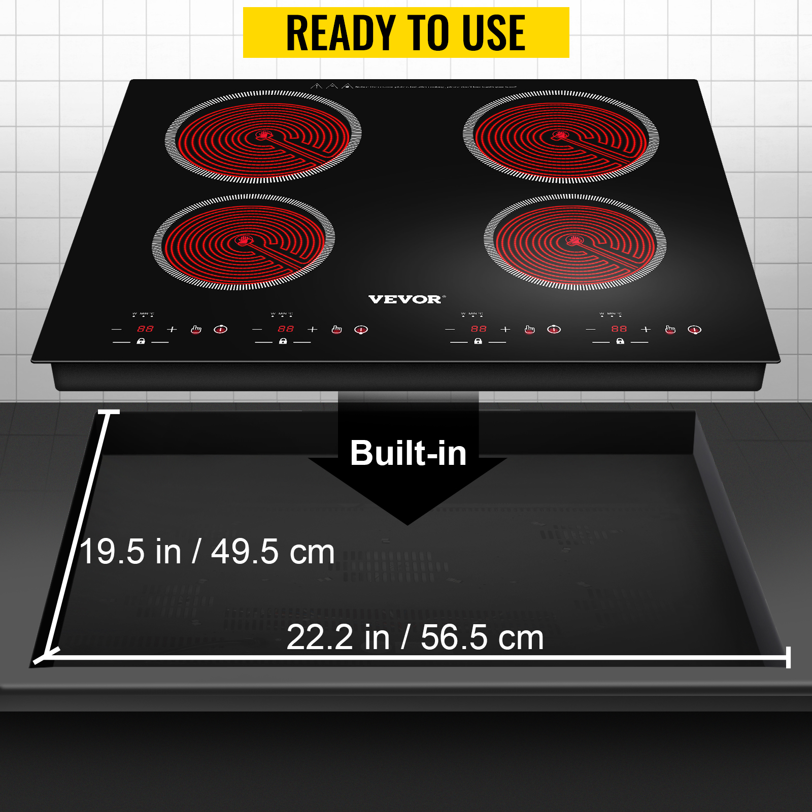 VEVOR Built-in Electric Cooktop Radiant Ceramic Cooktop 23in 4 Burners ...
