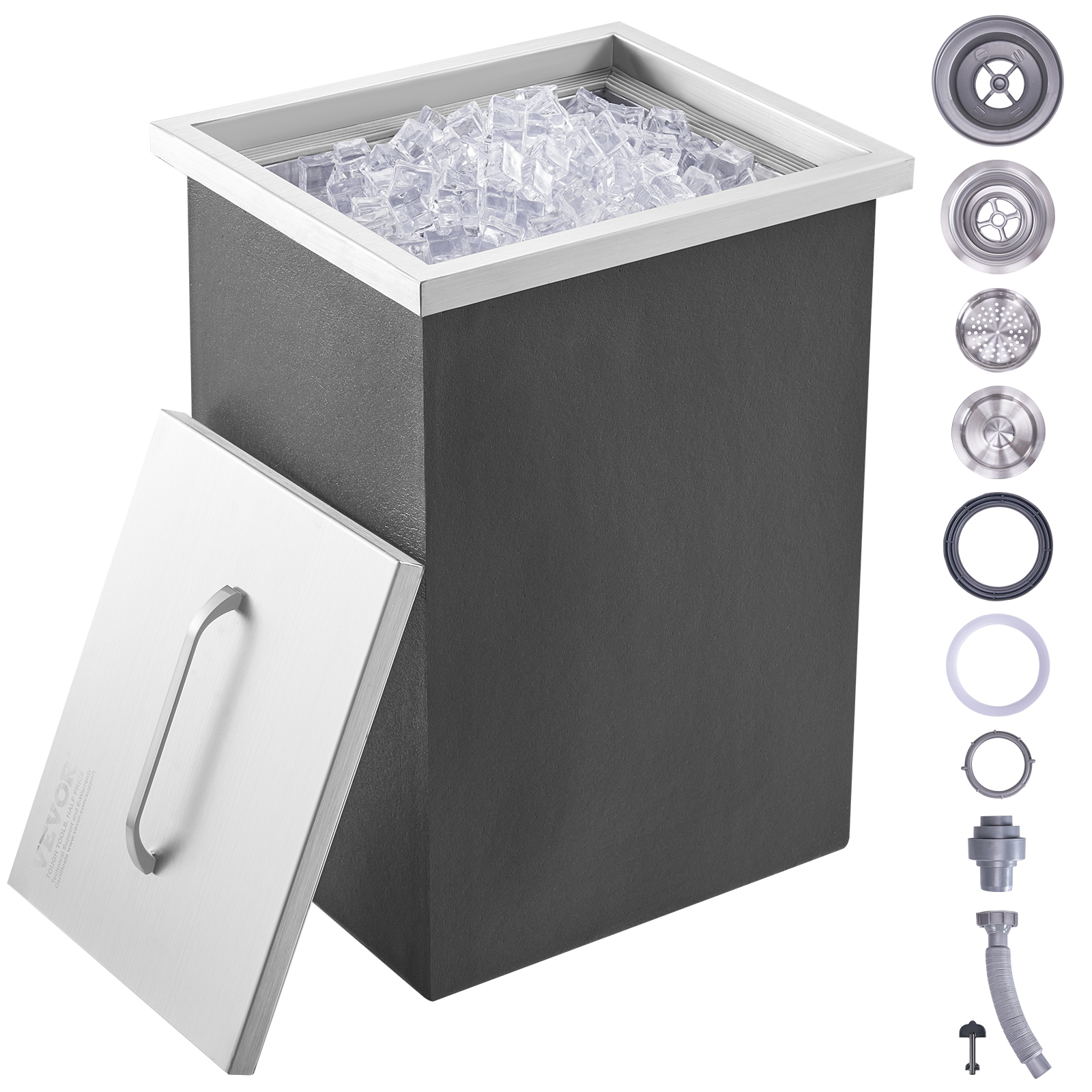 Drop in Ice Chest Ice Cooler Stainless Steel Ice Bin w/Cover 13 Types ...
