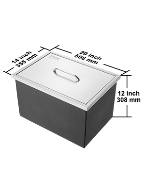 VEVOR Drop in Ice Chest, 20"L x 14"W x 12"H Stainless Steel Ice Cooler ...