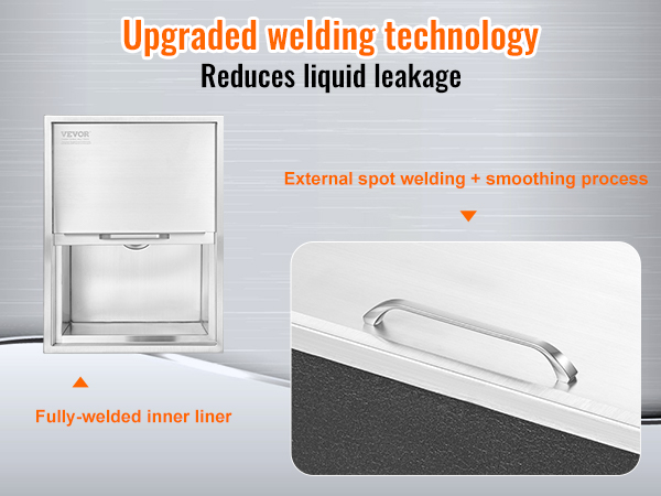 VEVOR Drop in Ice Chest, 24"L x 18"W x 13"H Stainless Steel Ice Cooler ...