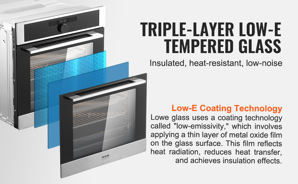 VEVOR Single Wall Oven 24" Electric Built-in Wall Oven 16 Functions 2. ...