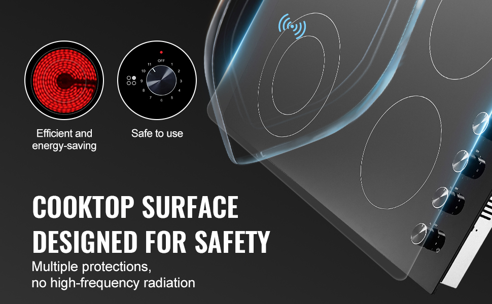 VEVOR Built-in Electric Cooktop Radiant Ceramic Cooktop 4 Burners 30 ...