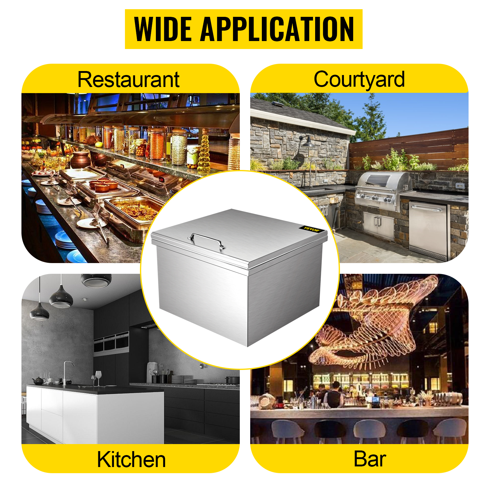 VEVOR Drop in Ice Bin Chest 20x18 inch Drop in Cooler Stainless Steel ...