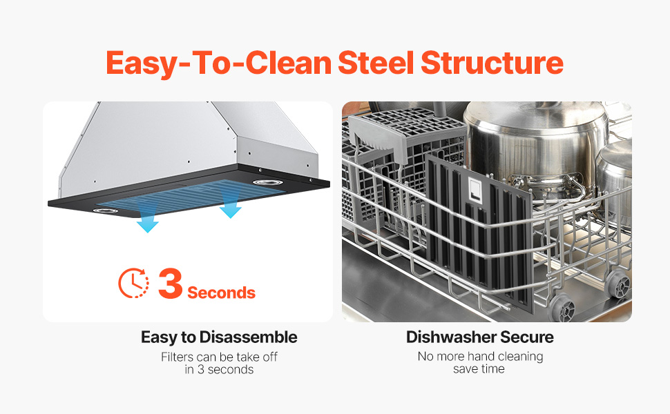 30in Built-in Range Hood Insert Vent Hood 800CFM Gesture & Touch ...
