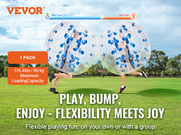 VEVOR Inflatable Bumper Ball 1-Pack, 4FT/1.2M Body Sumo Zorb Balls for ...
