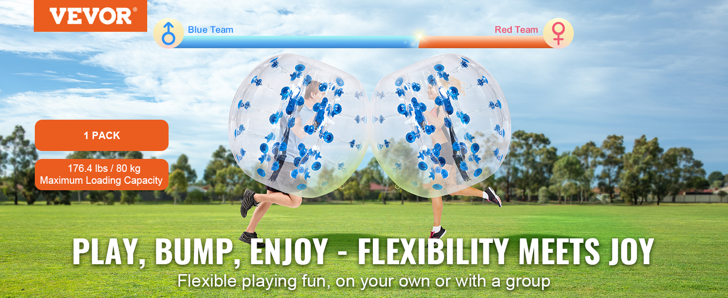 VEVOR Inflatable Bumper Ball 1-Pack, 4FT/1.2M Body Sumo Zorb Balls for ...