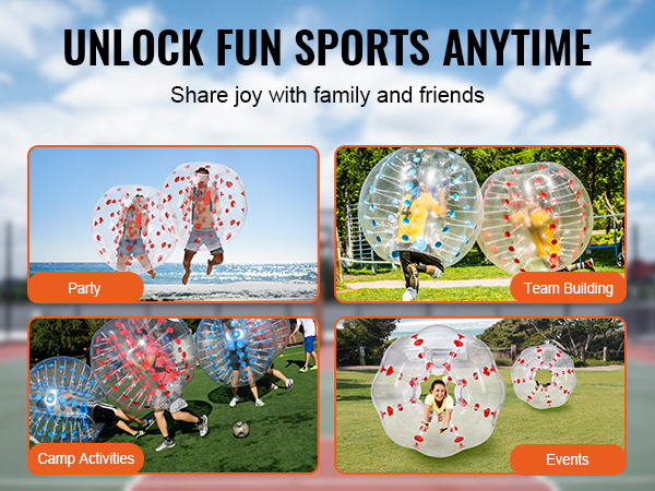 VEVOR Inflatable Bumper Ball 1-Pack, 4FT/1.2M Body Sumo Zorb Balls for ...