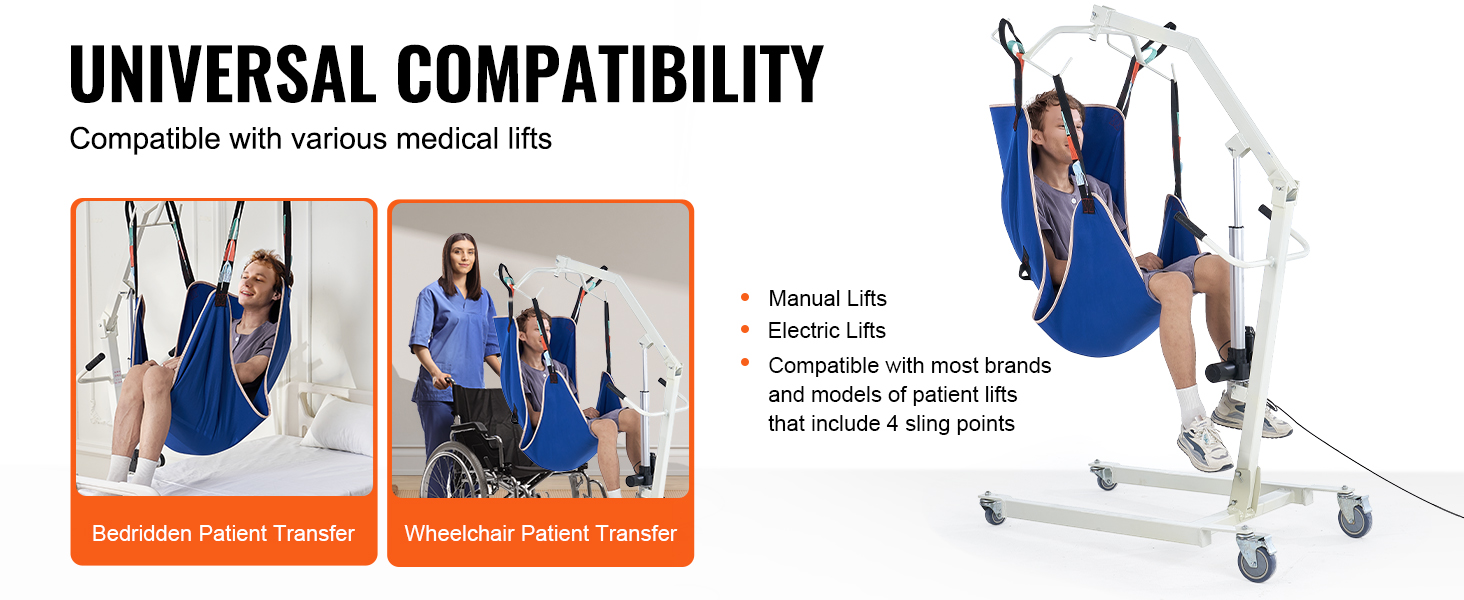 VEVOR Universal Full Body Patient Lift Sling M-Size Hoyer Lift Medical ...
