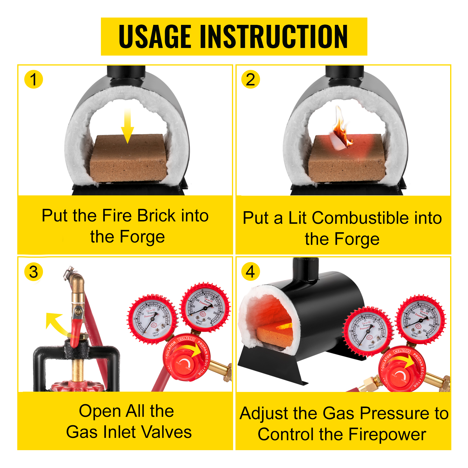 VEVOR Propane Knife Forge, Blacksmithing Forge with Single Burner ...