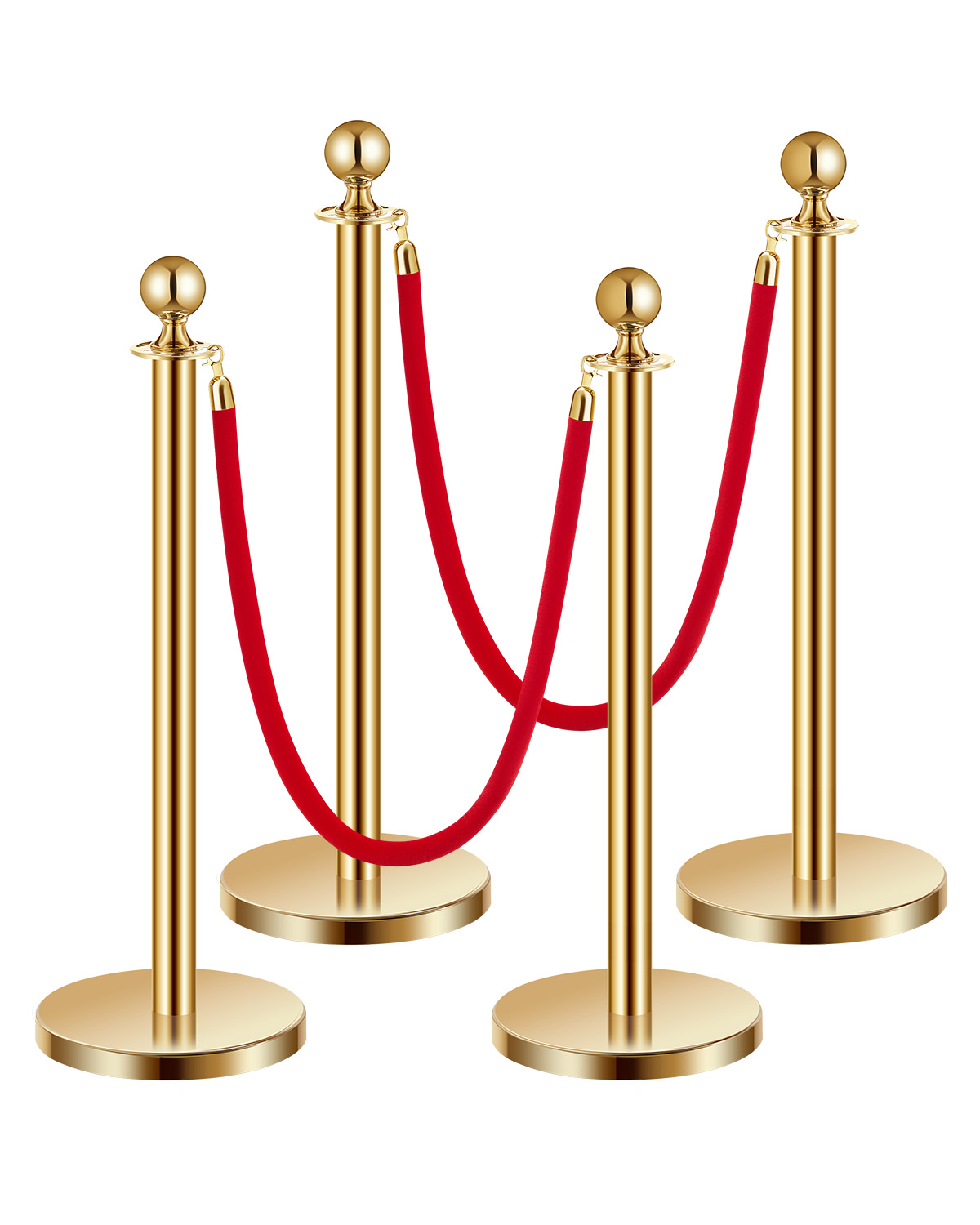 4-8 Pcs Gold Stanchion Post 2/3/4/6 Ropes/Belts Sand Injection Hollow ...