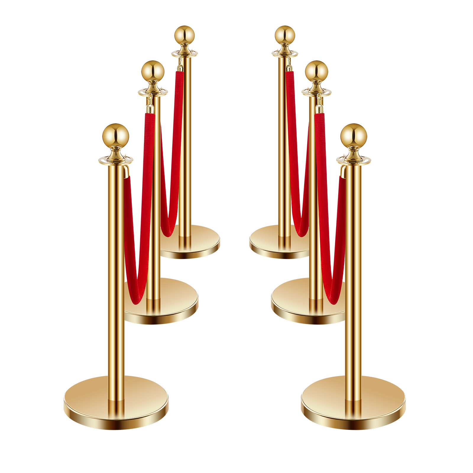 4-8 Pcs Gold Stanchion Post 2/3/4/6 Ropes/Belts Sand Injection Hollow ...