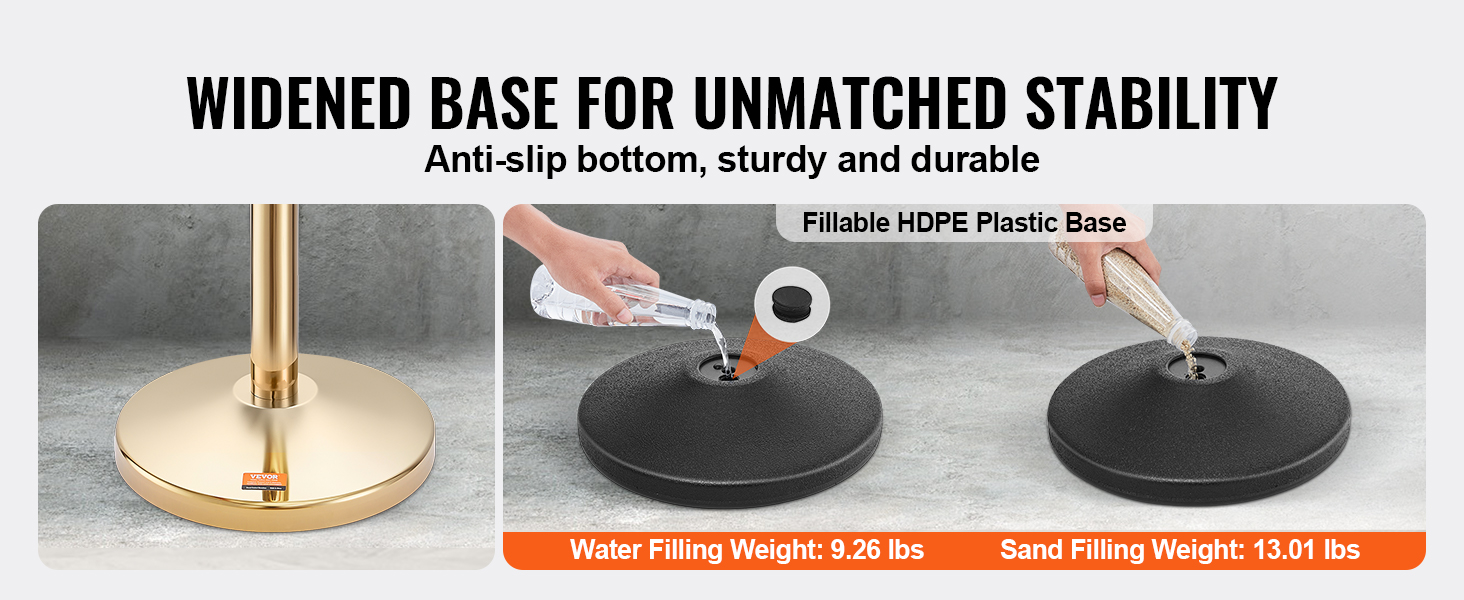 VEVOR Stanchion Post with Velvet Rope, 6-Pack Crowd Control Stanchion ...