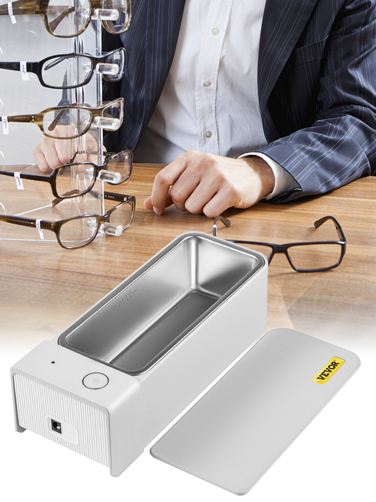 VEVOR Ultrasonic Jewelry Cleaner 600ml/20.29oz Ultrasonic Eyeglass Cleaner 50kHz Ring Cleaner ...