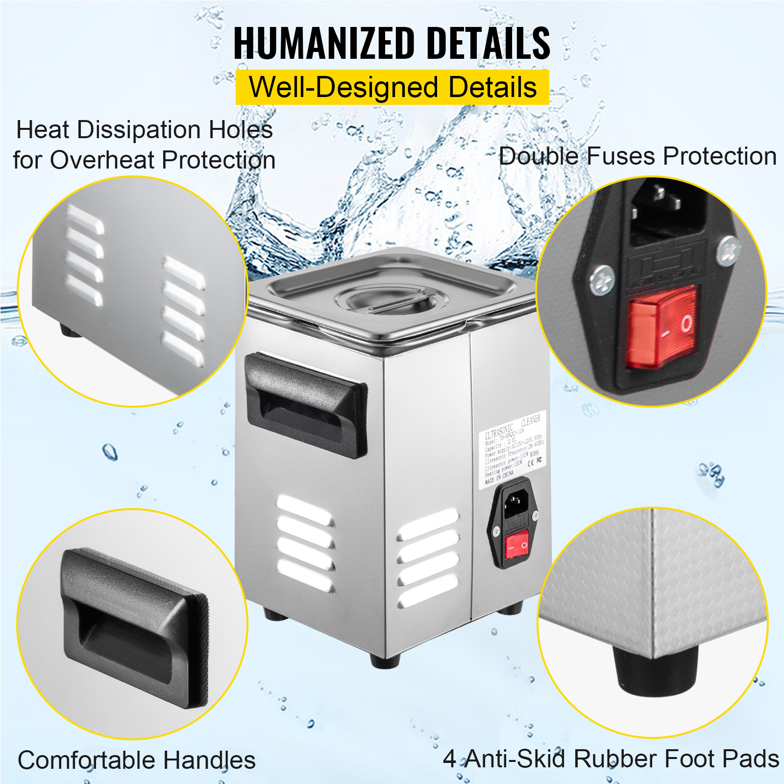 VEVOR 2L Ultrasonic Cleaner Cleaning Equipment Industry Heated W/ Timer ...