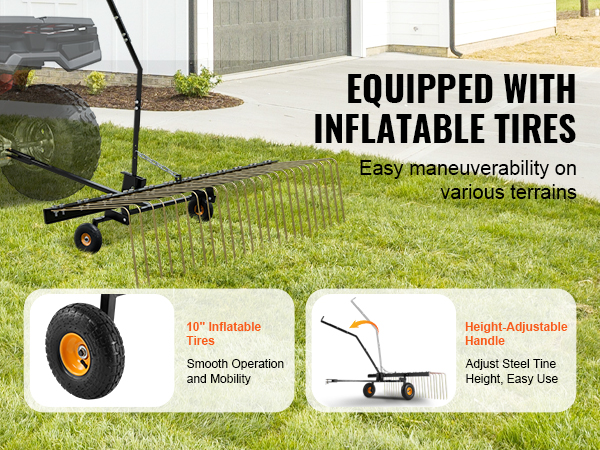 VEVOR Tow Behind Dethatcher, 60-inch Tow Dethatcher with 24 Steel Tines ...