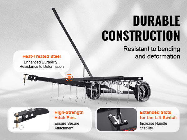 VEVOR Tow Behind Dethatcher, 40-inch Tow Dethatcher with 20 Spring ...