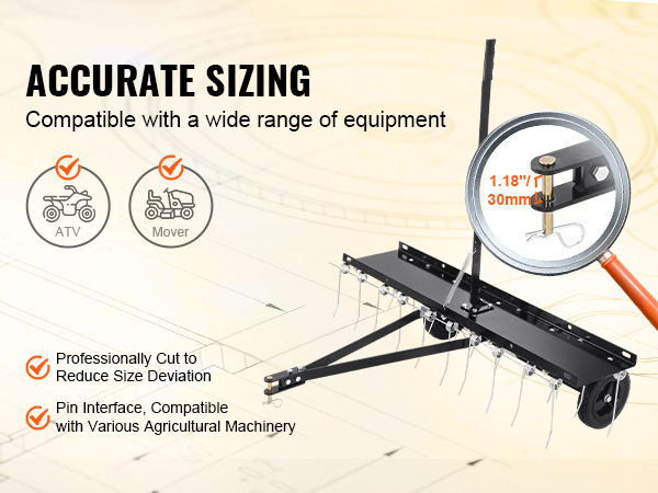 VEVOR Tow Behind Dethatcher, 40-inch Tow Dethatcher with 20 Spring ...