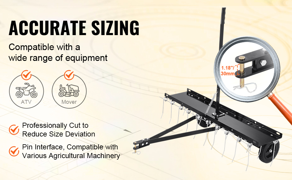 VEVOR Tow Behind Dethatcher, 40-inch Tow Dethatcher with 20 Spring ...