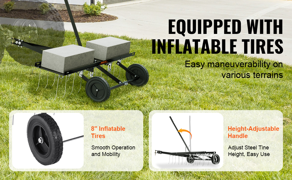 VEVOR Tow Behind Dethatcher, 40-inch Tow Dethatcher with 20 Spring ...