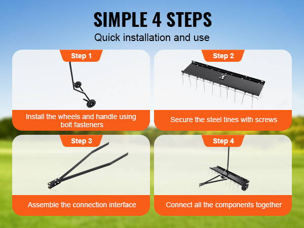 VEVOR Tow Behind Dethatcher, 40-inch Tow Dethatcher with 20 Spring ...
