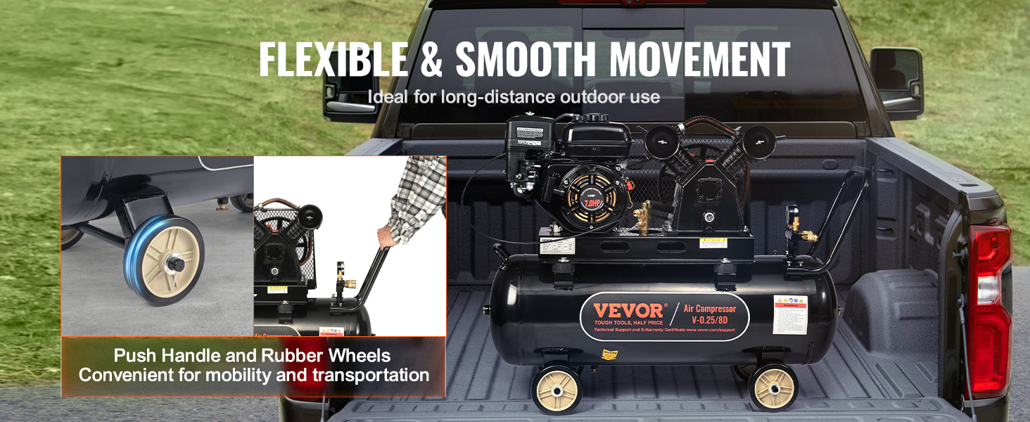 VEVOR 21 Gallon Gas Powered Air Compressor, 7HP 9CFM@115PSI Air ...