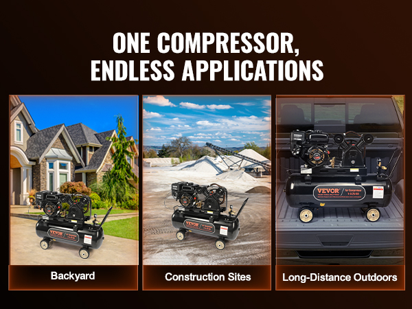 VEVOR 7HP Gas Powered Air Compressor, 21 Gallon Horizontal Air ...