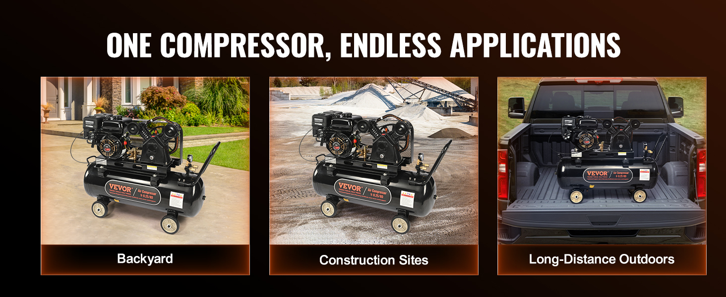 VEVOR 21 Gallon Gas Powered Air Compressor, 7HP 9CFM@115PSI Air ...