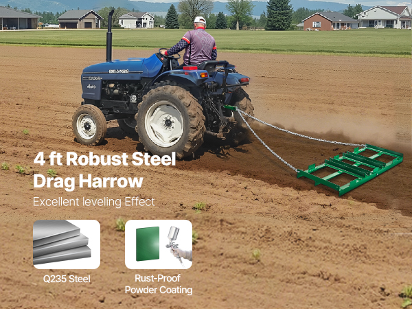 VEVOR Drag Harrow 4 ft Heavy Duty Tow Behind Drag Harrow Driveway ...