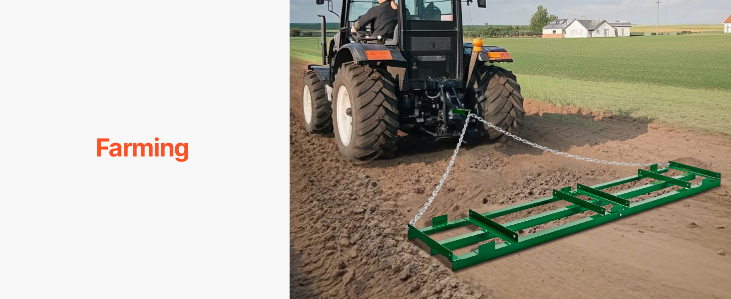 VEVOR Drag Harrow 8 ft Heavy Duty Tow Behind Drag Harrow Driveway ...