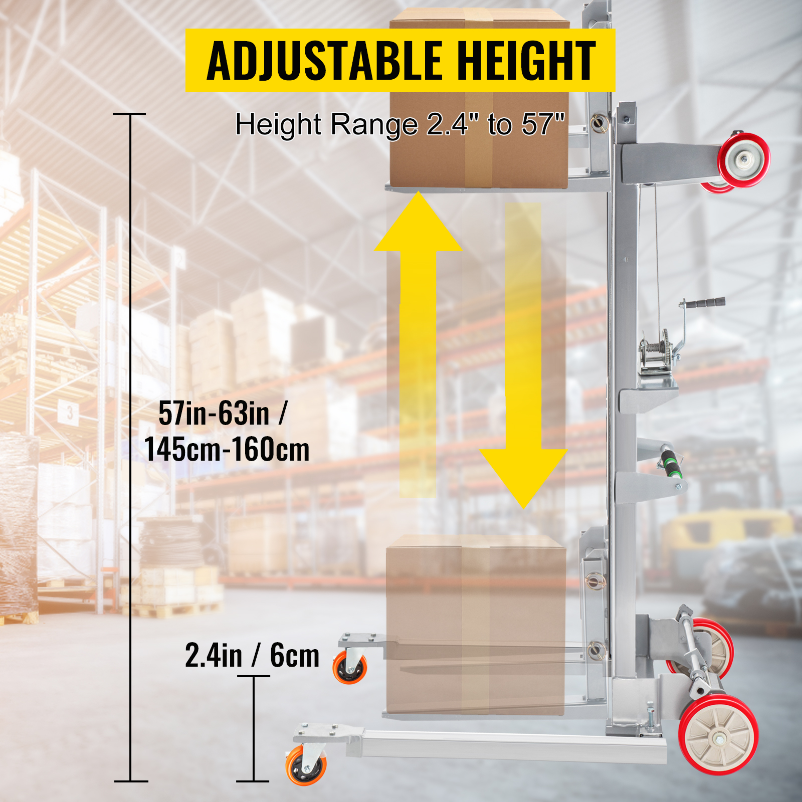 VEVOR Manual Winch Stacker Material Lift 63" Max Height 551 lbs ...