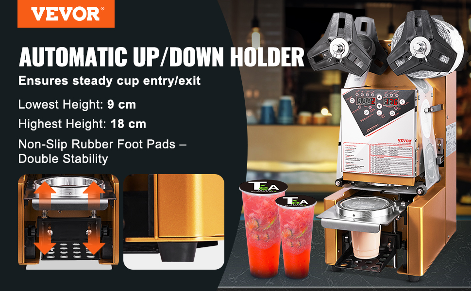 VEVOR Fully Automatic Cup Sealing Machine, 500-650 Cups/H, Cup Sealer ...